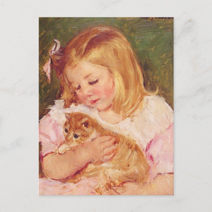 Sara Holding a Cat | Mary Cassatt Postcard | Zazzle.com