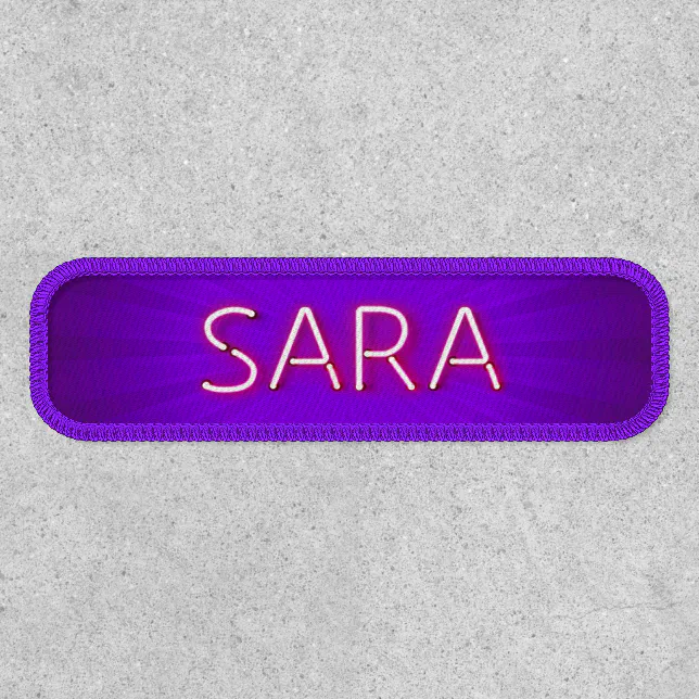 Sara name in glowing neon lights patch | Zazzle