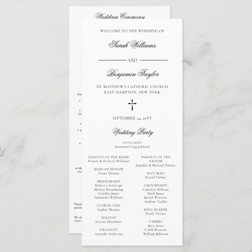 Sarah Catholic Wedding Ceremony Program Full Mass | Zazzle