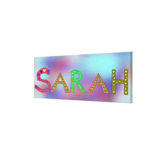 SARAH Girl's Name Cute Letters Design Blue Canvas Print | Zazzle.com