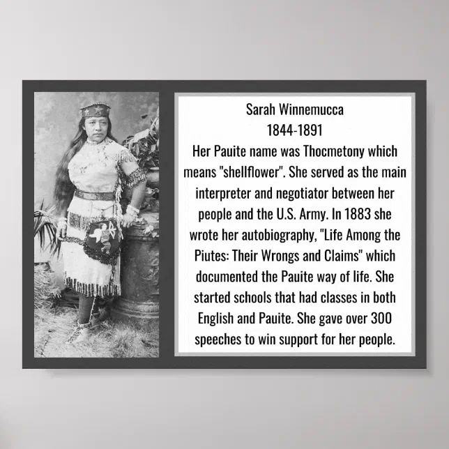 Sarah Winnemucca Native American Author Leader Poster | Zazzle