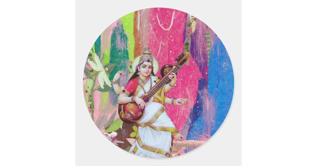 Saraswati Classic Round Sticker | Zazzle