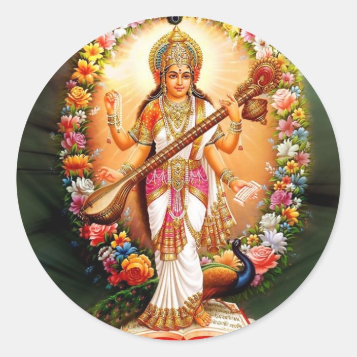 Saraswati Classic Round Sticker | Zazzle.com