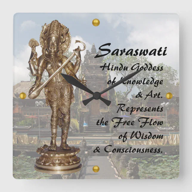 Saraswati in Bali Square Wall Clock | Zazzle