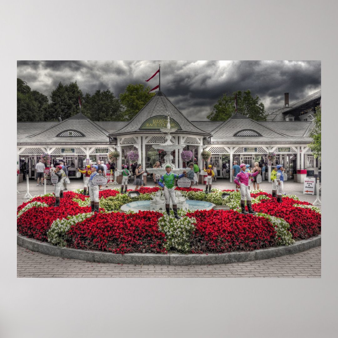 Saratoga's Iconic 12 Stakes Winning Lawn Jockeys Poster | Zazzle