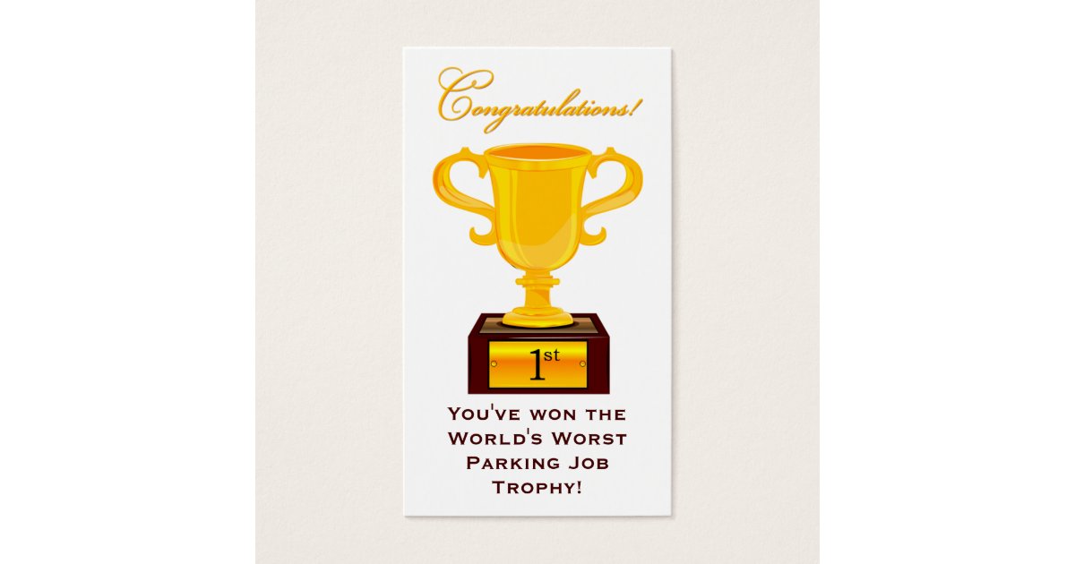 Sarcastic Parking Trophy Business Card | Zazzle.com
