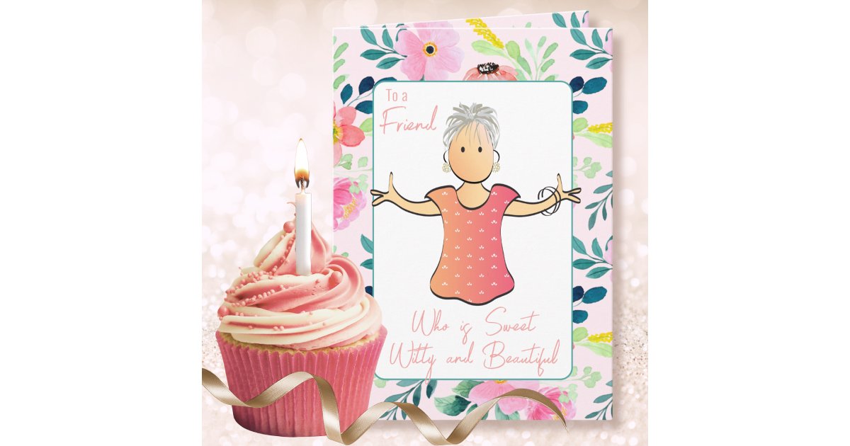 Sarcastic Snarky 80th Birthday Female Cartoon Card | Zazzle