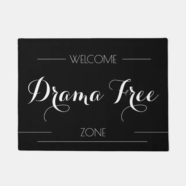 Sarcastic Welcome Drama Free Zone CALIGRAPHY Doormat | Zazzle