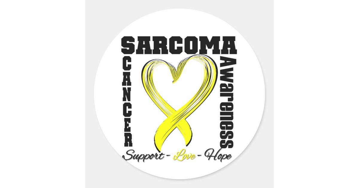 Sarcoma Awareness Brushed Heart Ribbon Classic Round Sticker | Zazzle