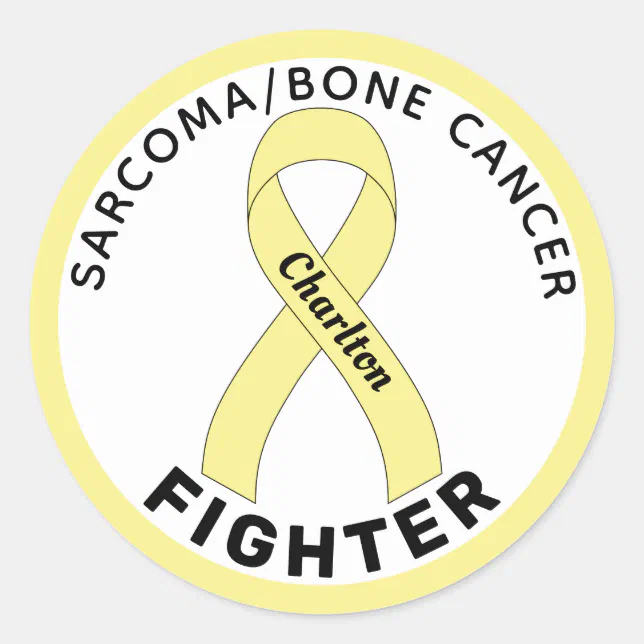 Sarcoma/Bone Cancer Fighter Ribbon White Classic Round Sticker | Zazzle