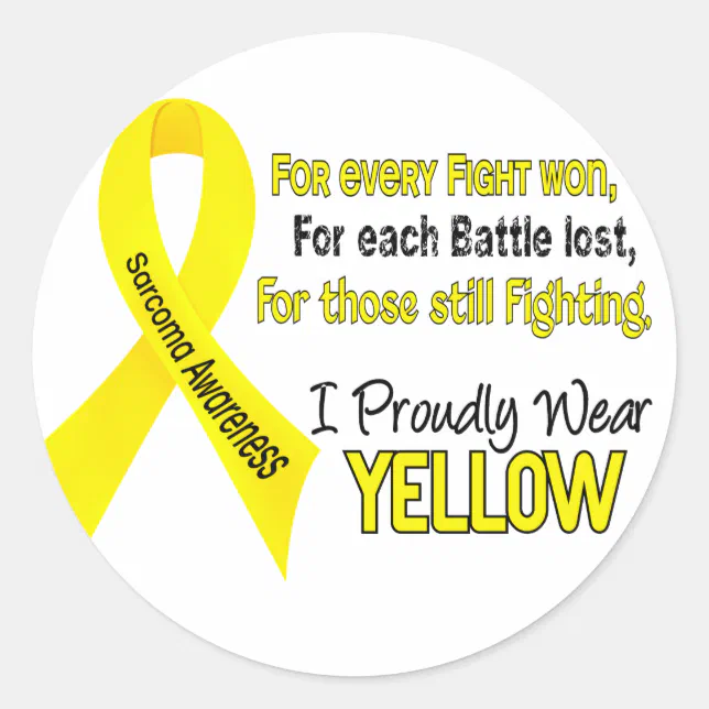 Sarcoma I Proudly Wear Yellow 1 Classic Round Sticker | Zazzle
