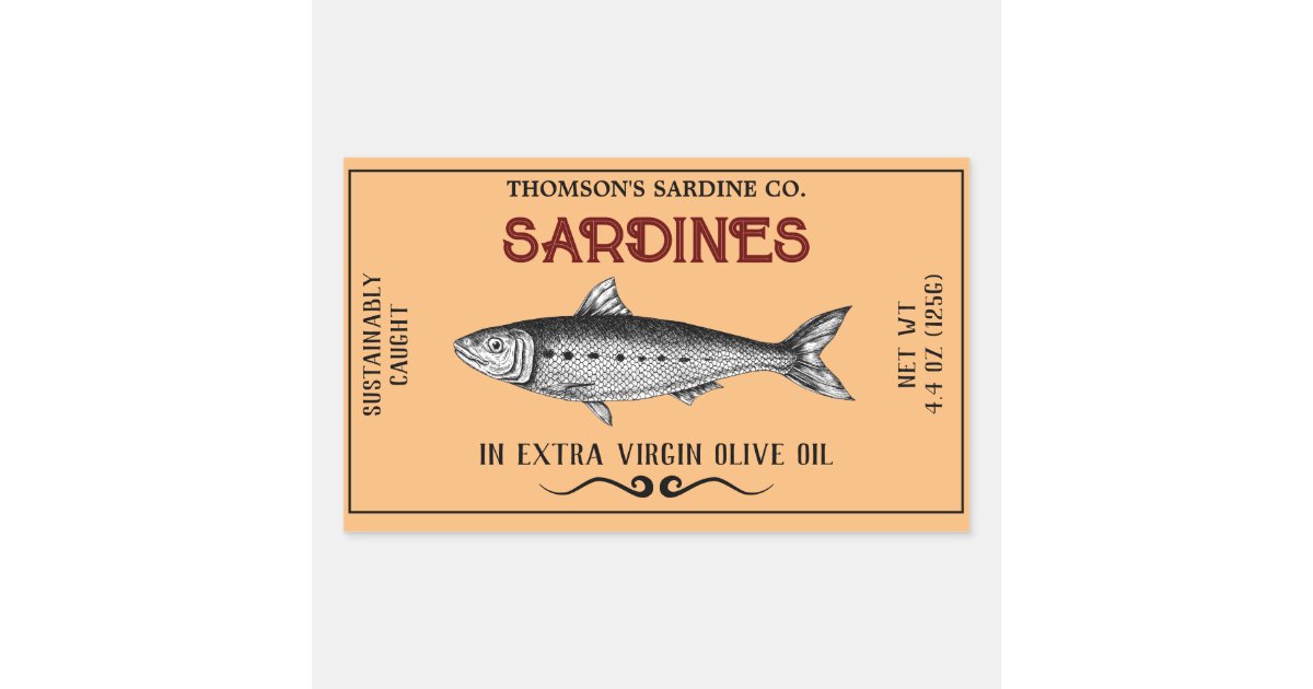 Sardine Custom Label Sticker | Zazzle