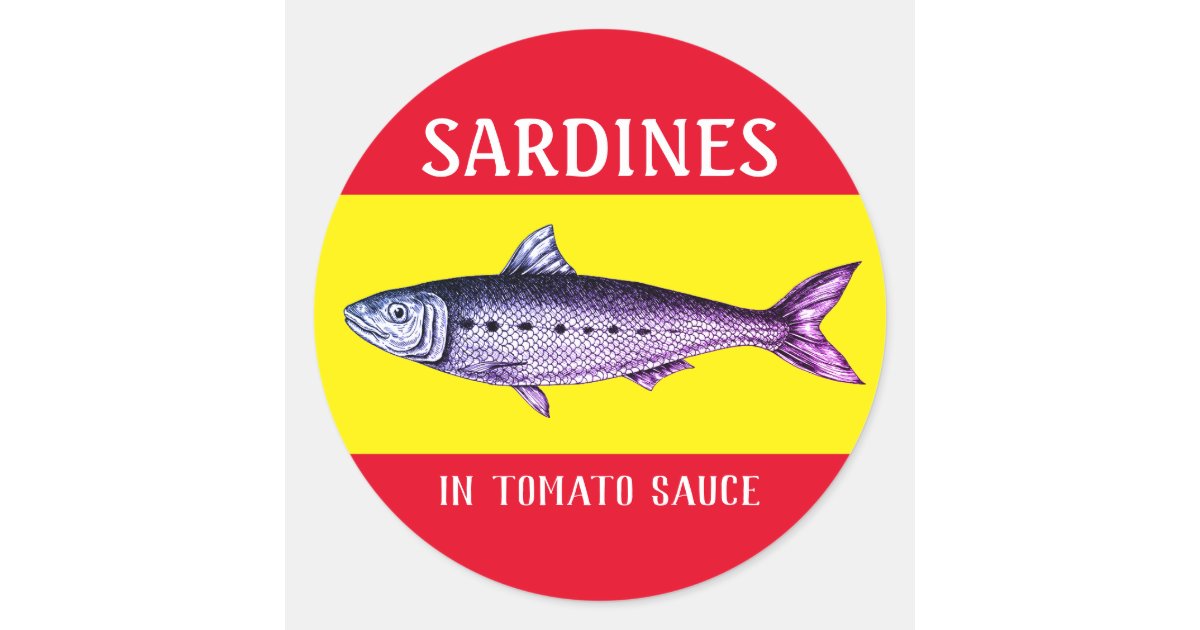 Sardine In Sauce Labels Sticker | Zazzle