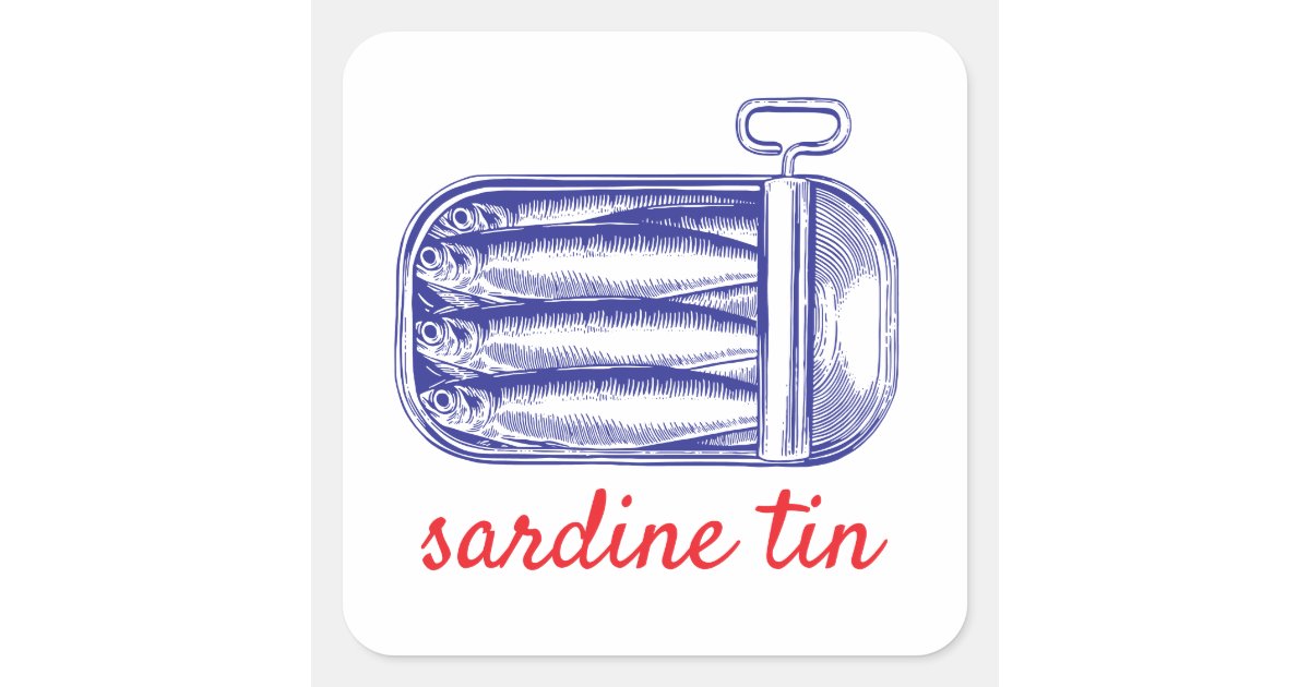 Sardine tin square sticker | Zazzle
