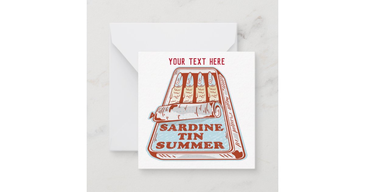 Sardine tin summer note card | Zazzle
