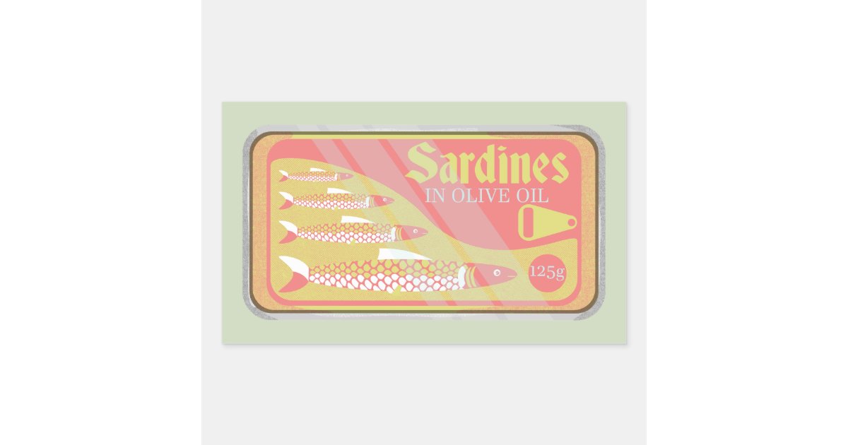 Sardines tin Retro poster style Rectangular Sticker | Zazzle