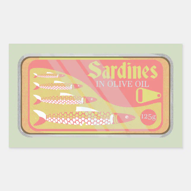 Sardines tin Retro poster style Rectangular Sticker | Zazzle