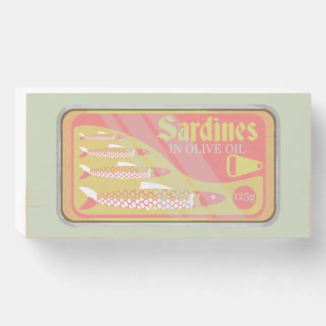 Sardines tin Retro poster style Wooden Box Sign | Zazzle