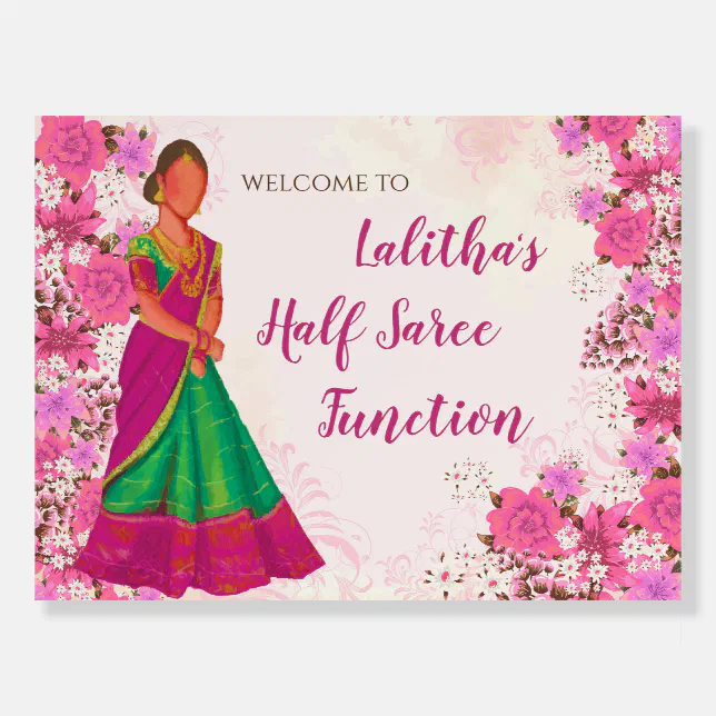Saree function signs & Half saree welcome signs | Zazzle