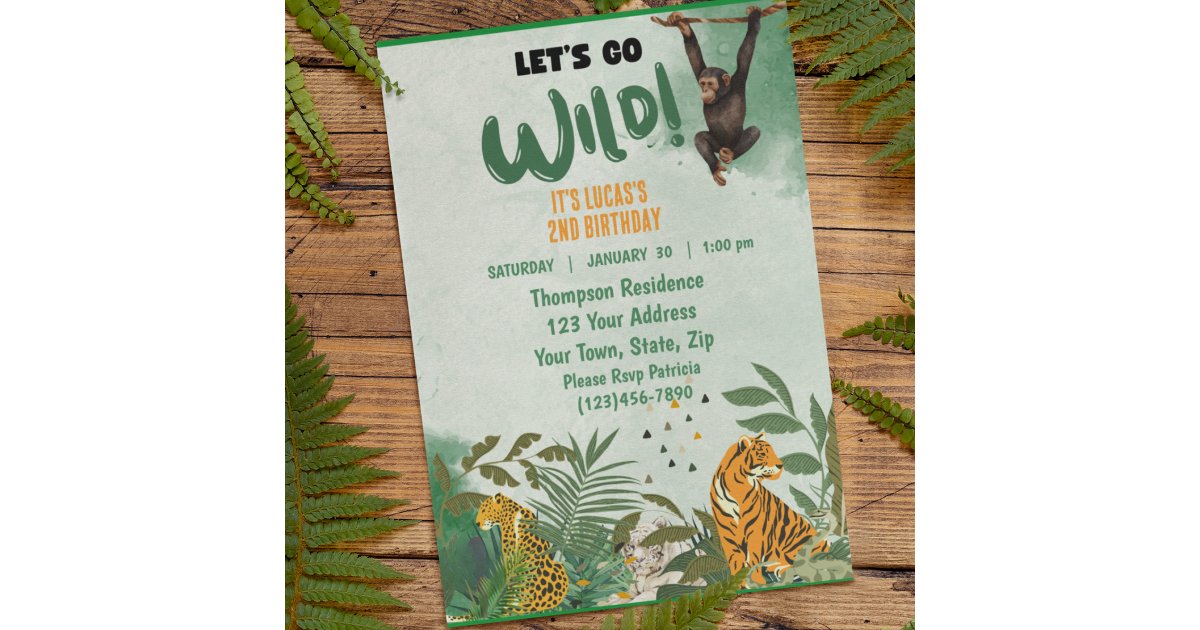 Sarfari Jungle Animals Birthday Party Invitation | Zazzle