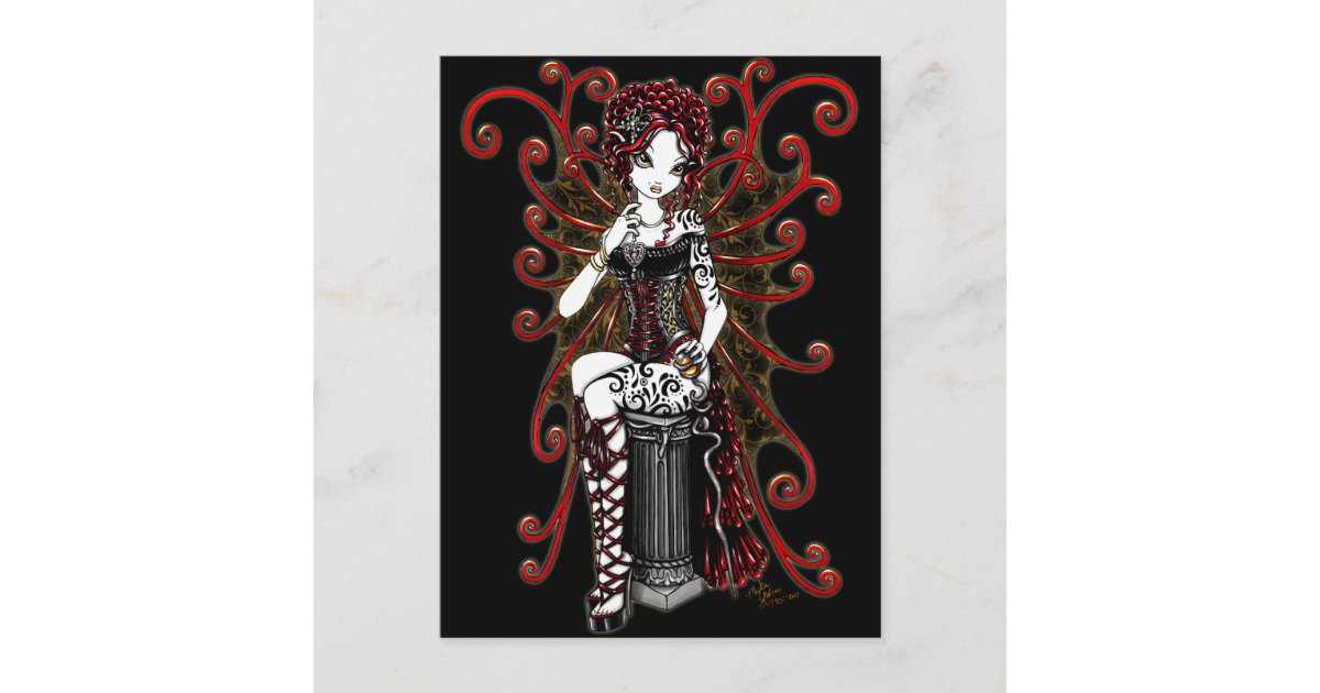 "Sasha" Gothic Couture Valentine Fairy Postcard | Zazzle