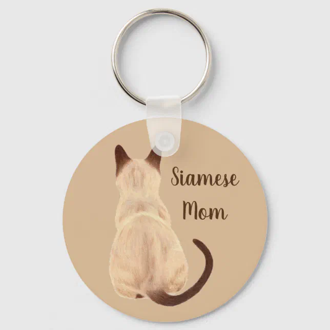 Sasha Siamese Cat Person Kitty Looking Away Art Keychain | Zazzle