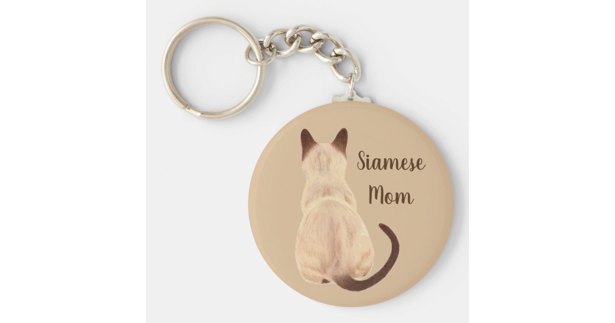 Sasha Siamese Cat Person Kitty Looking Away Art Keychain | Zazzle.com