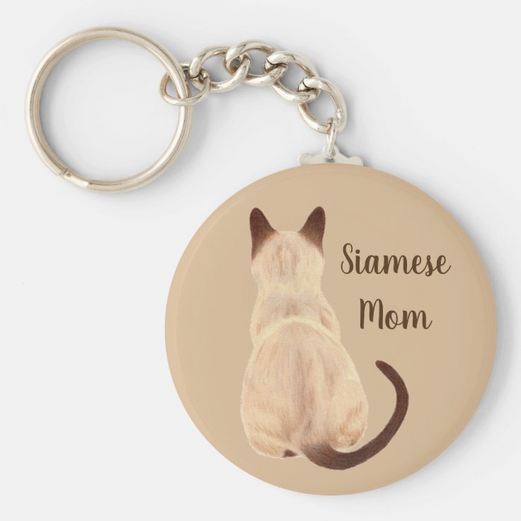 Sasha Siamese Cat Person Kitty Looking Away Art Keychain | Zazzle