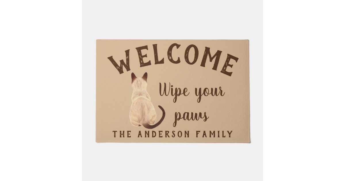 Sasha Siamese Cat Sitting Back View Kitty Custom Doormat | Zazzle