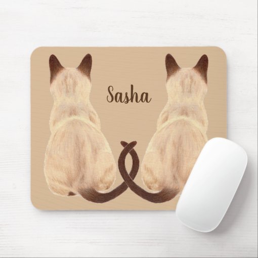 Sasha Siamese Cat Sitting Back View Kitty Custom Mouse Pad | Zazzle