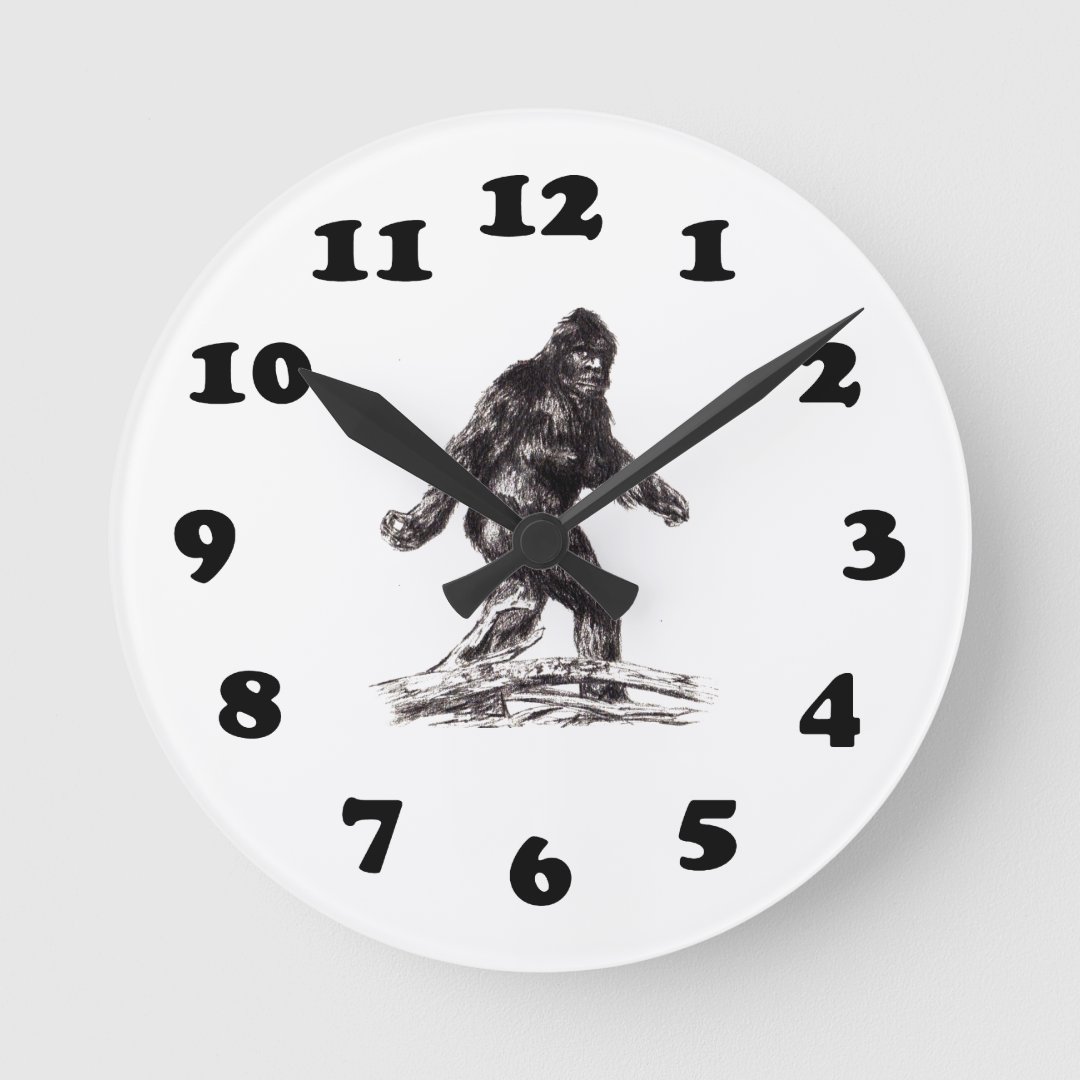 Sasquatch Bigfoot Round Clock | Zazzle