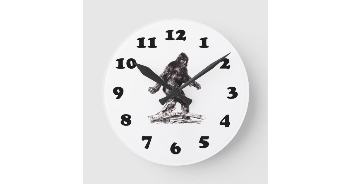 Sasquatch Bigfoot Round Clock | Zazzle