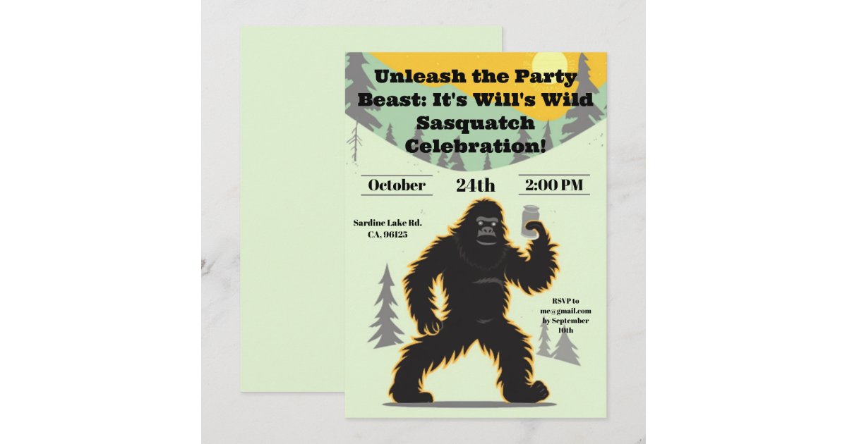 Sasquatch Birthday Invitation | Zazzle