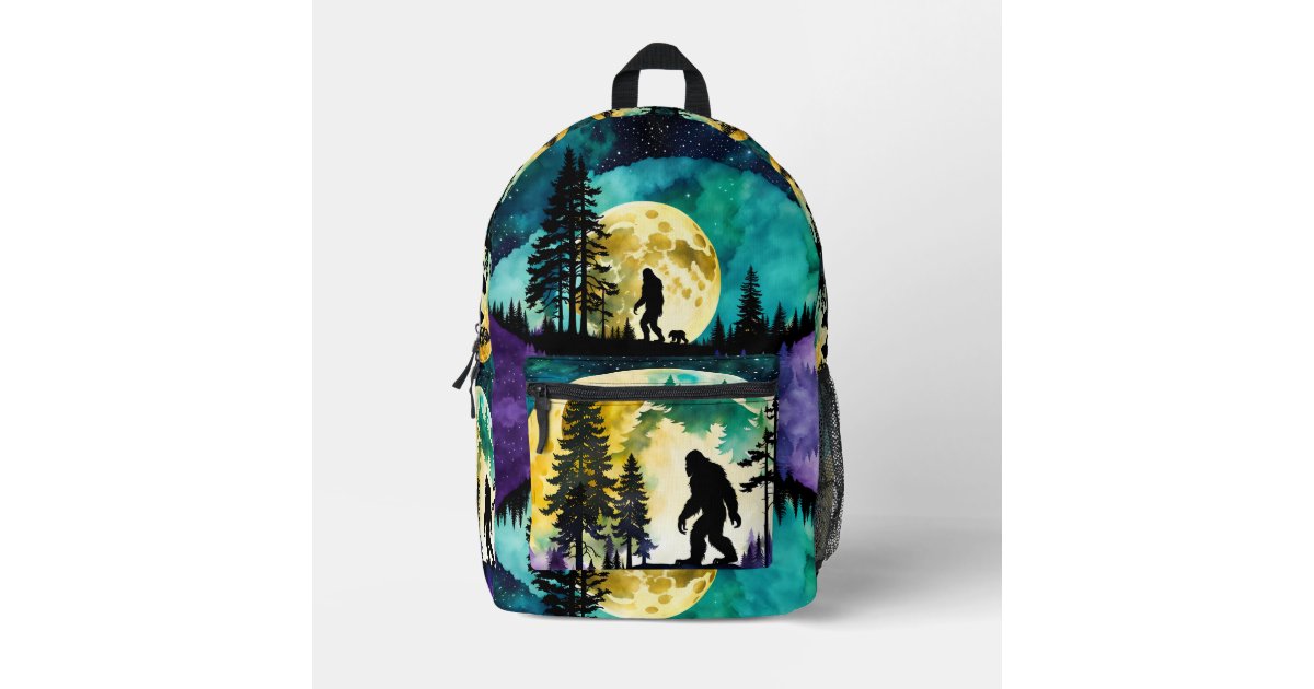 Sasquatch Colorful Full moon Printed Backpack | Zazzle