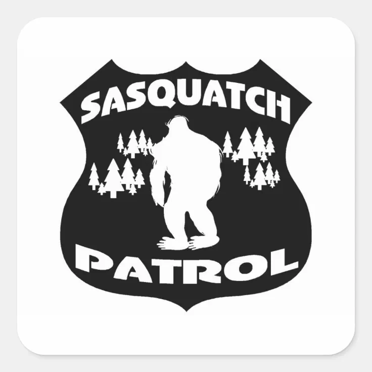 Sasquatch Patrol Forest Badge Square Sticker | Zazzle