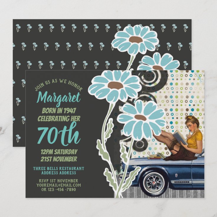 Sassy 70th Birthday Invite Vintage 1940s Woman | Zazzle