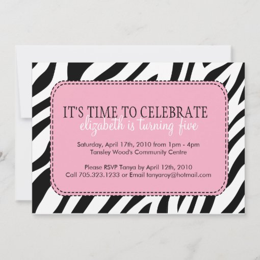Sassy and Wild Zebra Birthday Party Invitation | Zazzle