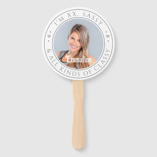 Sassy & Classy Custom Photo & Name Birthday Party Hand Fan | Zazzle