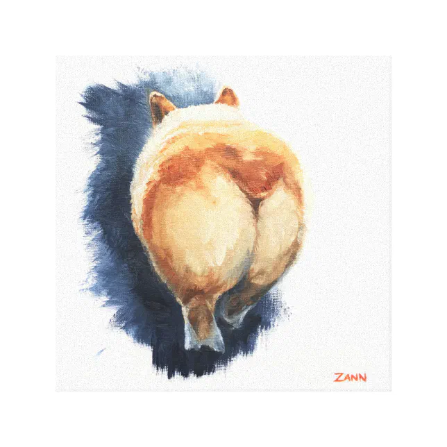 Sassy Corgi Butt Canvas Print 12" x 12" | Zazzle
