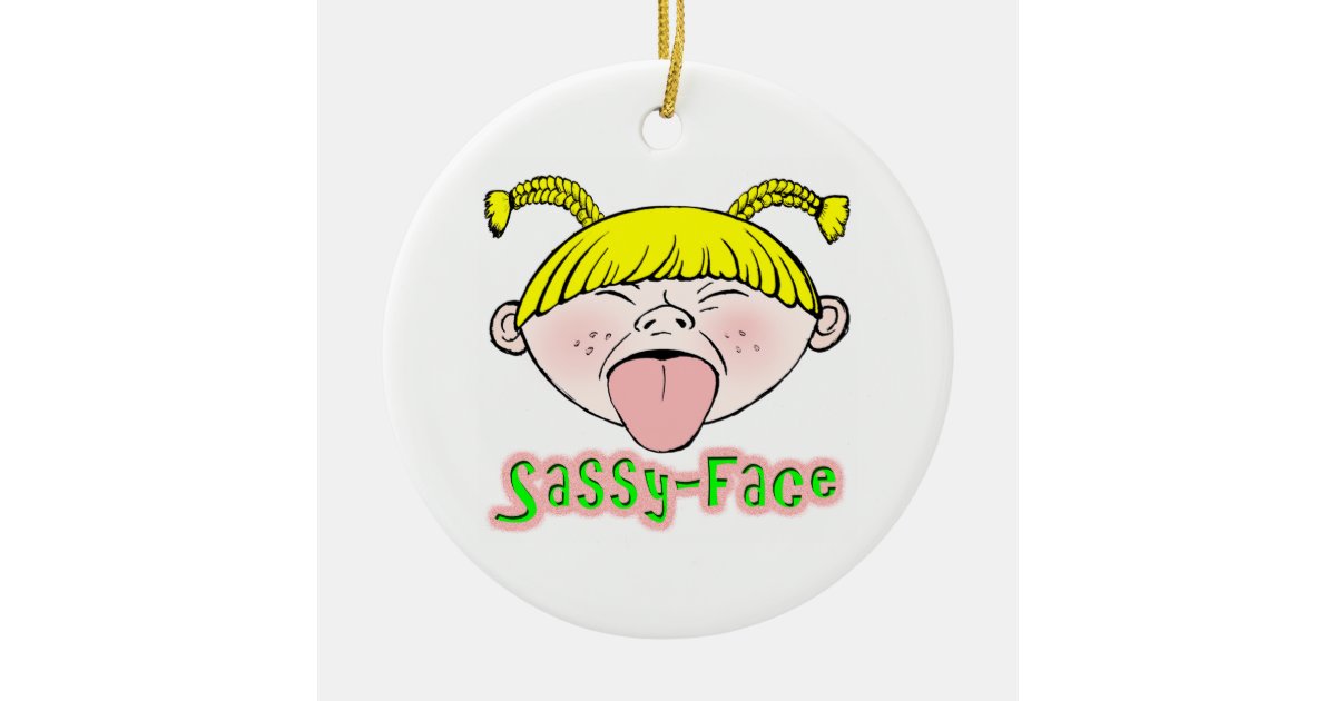 Sassy Face Girl Ceramic Ornament | Zazzle
