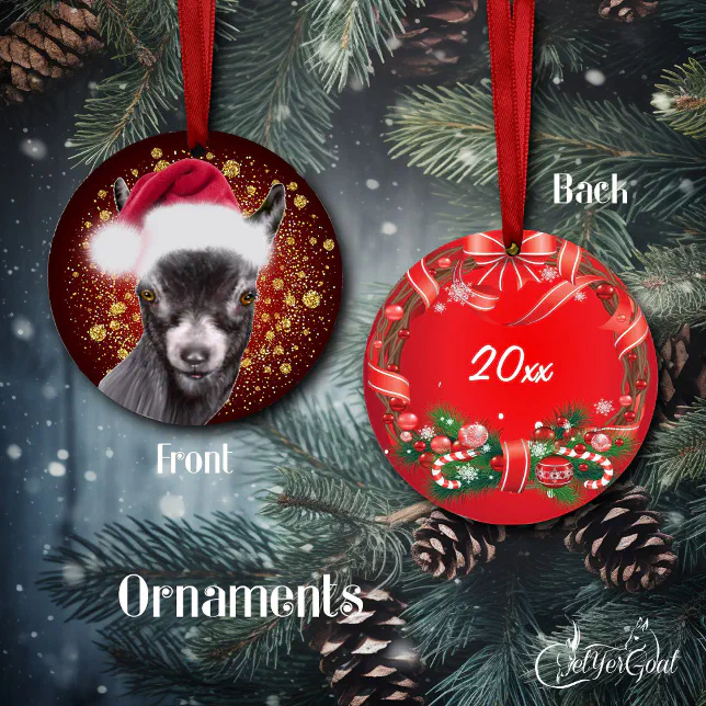 Sassy Pygmy Goat Santa Hat Christmas Ornament | Zazzle