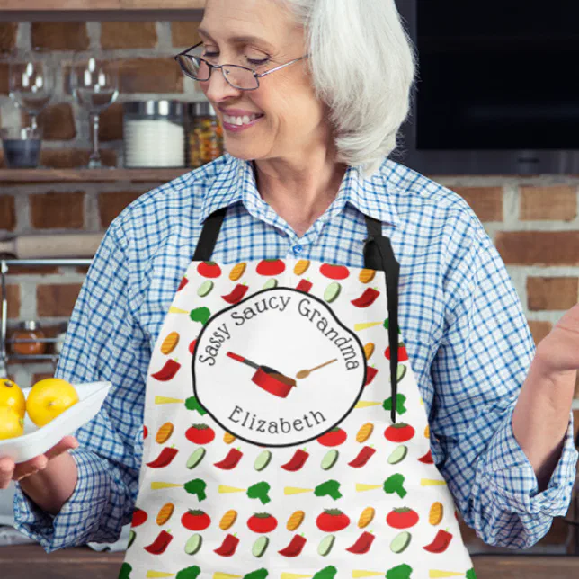 Sassy Saucy Cook Personalized All Over Print Apron | Zazzle
