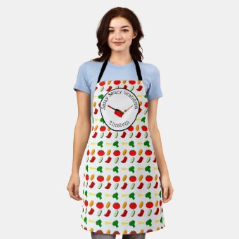 Sassy Saucy Cook Personalized All Over Print Apron | Zazzle