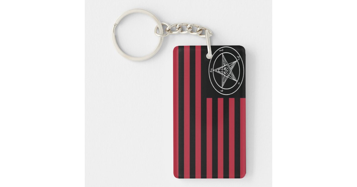 Satanic flag keychain | Zazzle
