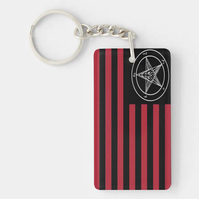 Satanic flag keychain | Zazzle