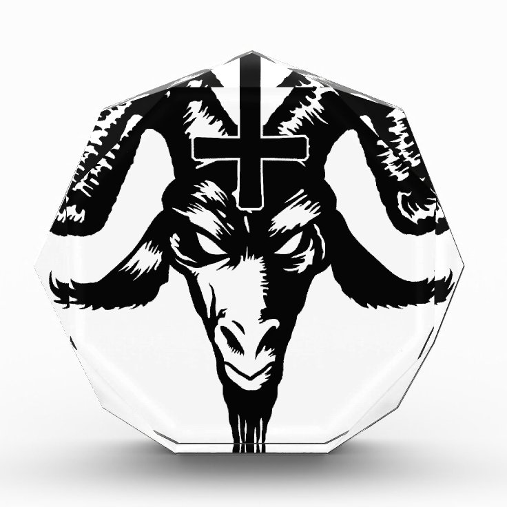 Satanic Goat Head with Cross (black) Award | Zazzle