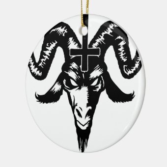 Satanic Goat Head with Cross (black) Ceramic Ornament | Zazzle