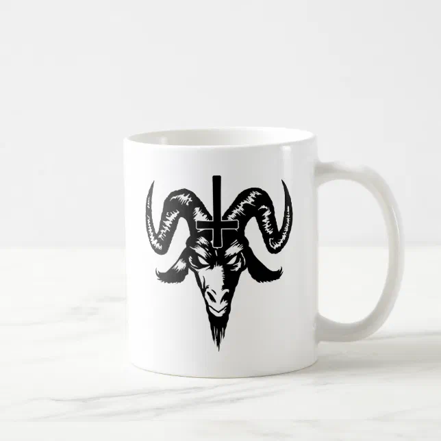 Satanic Goat Head with Cross (black) Coffee Mug | Zazzle