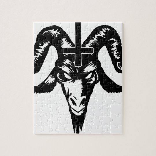 Satanic Goat Head with Cross (black) Jigsaw Puzzle | Zazzle
