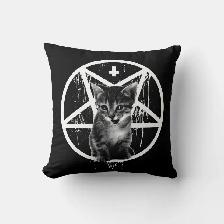 Satanic Kitten Pillow | Zazzle